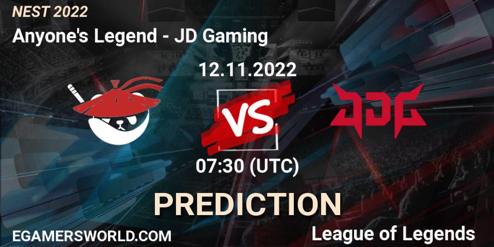 Anyone's Legend - JD Gaming: прогноз. 12.11.2022 at 08:00, LoL, NEST 2022