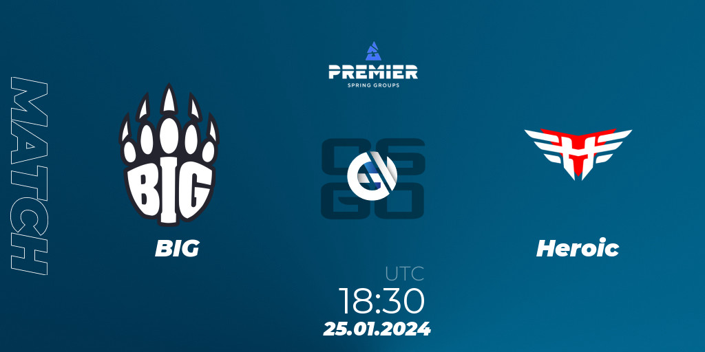 BIG - Heroic: 25.01.2024 at 19:00. Counter-Strike (CS2), BLAST Premier: Spring Groups 2024 ...