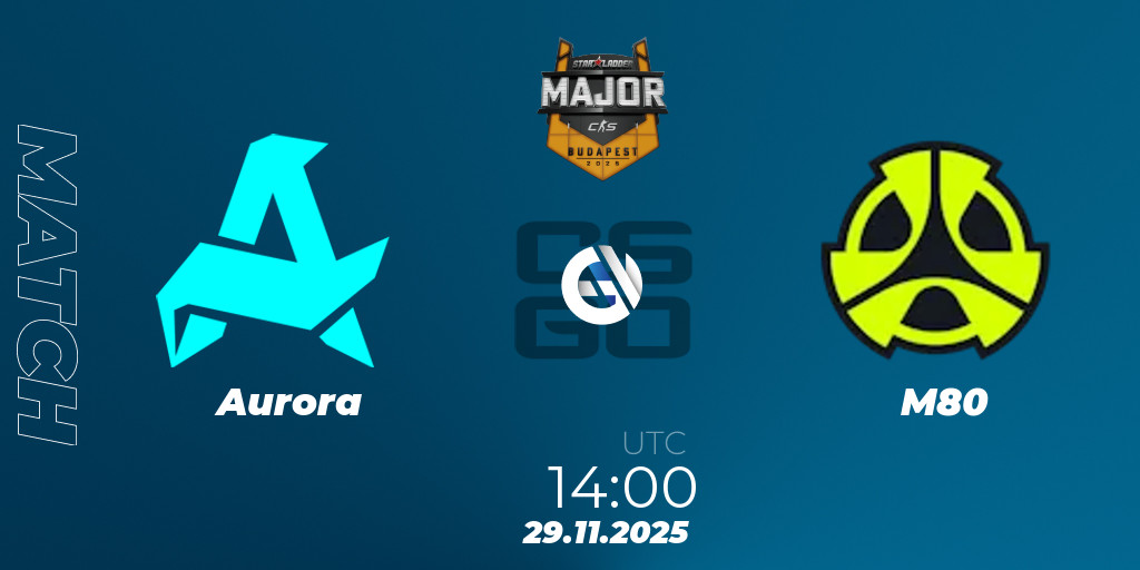Aurora - M80: 29.11.2025 at 14:00. Counter-Strike (CS2), StarLadder ...