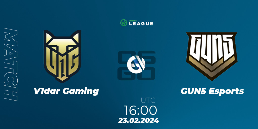 V1dar Gaming - GUN5 Esports: 23.02.2024 at 16:00. Counter-Strike (CS2 ...