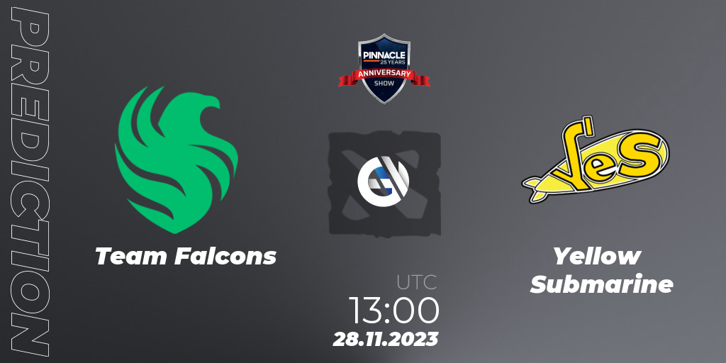 Team Falcons - Yellow Submarine: прогноз. 28.11.23, Dota 2, Pinnacle ...